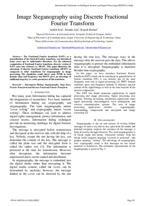 Pdf Image Steganography Using Discrete Fractional Fourier Transform