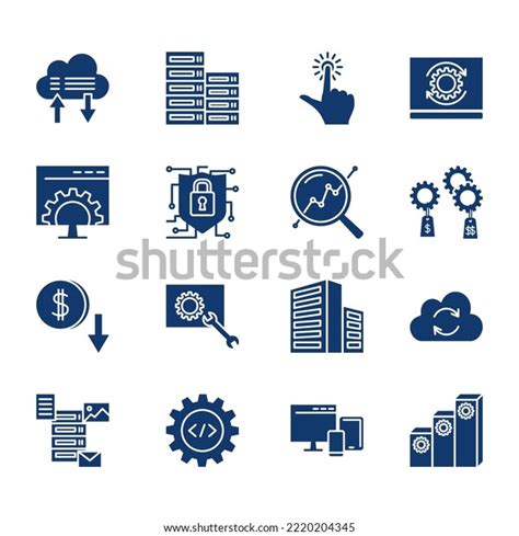 software icon set glyph style computer stock vector royalty free