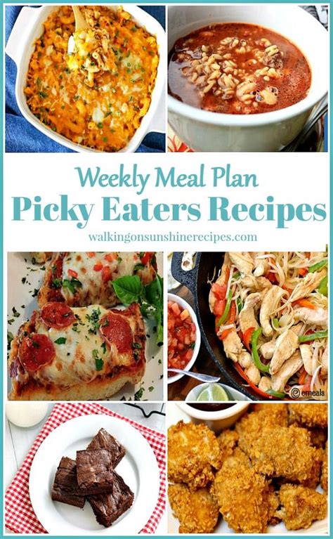 Picky Eater Recipes Weekly Meal Plan