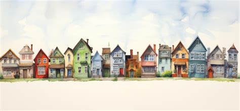 Premium Photo Colorful Row Of Houses Painting