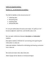 Understanding Applied Statistics An Introduction To Data Course Hero