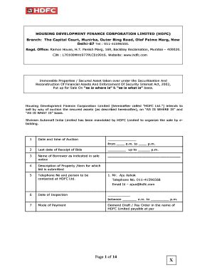 Fillable Online HOUSING DEVELOPMENT FINANCE CORPORATION LIMITED HDFC Fax Email Print PdfFiller