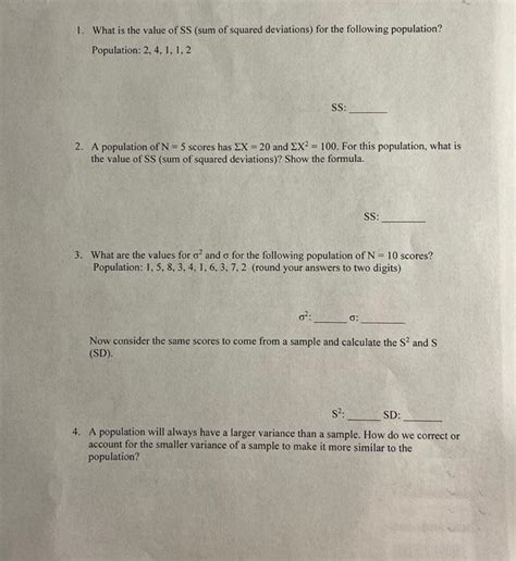 Solved 1 What Is The Value Of Ss Sum Of Squared