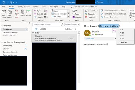 C Outlook Vsto Add In Selected Text And Context Menu In Mail Subject