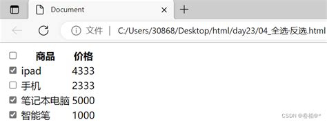 Js实现checkbox的全选和反选js控制checkbox全选 Csdn博客