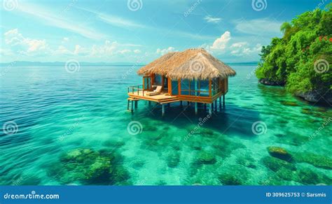 Secluded Overwater Hut In Serene Tropics A Solitary Overwater Hut With