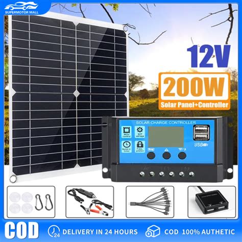 COD Original200W Solar Panel Kit 12V 30A LCD Solar Charge Controller Dual USB Outputs Solar