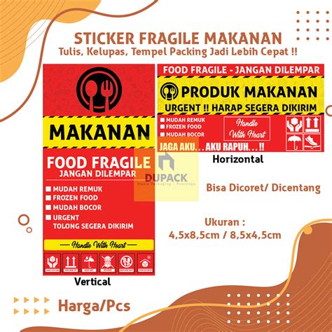 Jual Sticker Label Fragile Pengiriman Makanan Terbaru Shopee Indonesia