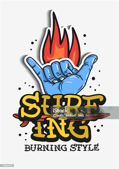 서핑 서핑 테마 빈티지 전통적인 문신 영향을 미적 그래픽에 대 한 티 인쇄 T 셔츠 벡터 미디어 샤카 사인에 대한 스톡 벡터 아트 및 기타 이미지 Istock