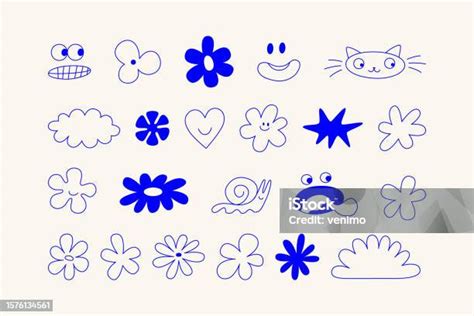 벡터 로고 디자인 템플릿과 광고 브랜딩 포스터 및 배너를 위한 그래픽 요소 웃는 캐릭터와 마스코트가 있는 재미있는 만화 삽화 추상 스티커 및 라인 아이콘 광고에 대한 스톡