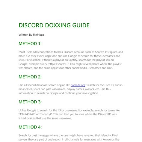 Discord Doxxing Guide Pdf DocDroid