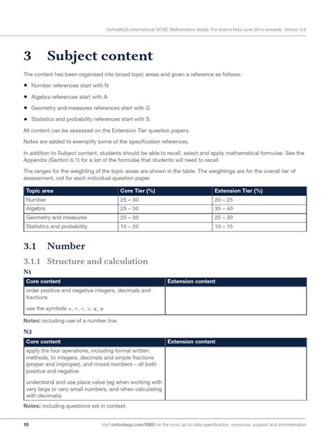 Oxfordaqa Gcse Maths Specification 9260 Pdf Numbers Mathematics
