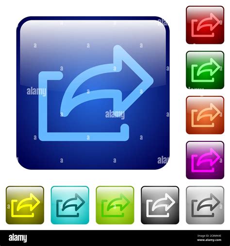 set of export color glass rounded square buttons stock vector image