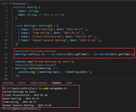 Sort Arrays By Date In Typescript