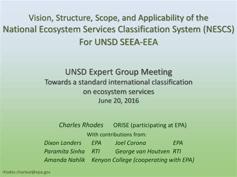 [ppt] National Ecosystem Services Classification System Nescs For