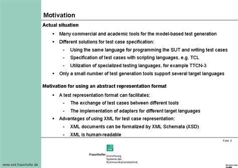 Xmlbased Representation Of Test Cases For Distributed Systems