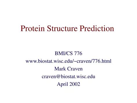 PPT Protein Structure Prediction In Bioinformatics PowerPoint Presentation ID