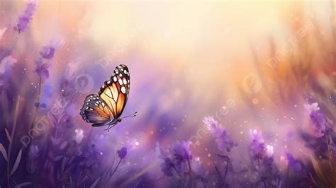 Lavender Dreamy Gradient Butterfly Flying Advertising Background