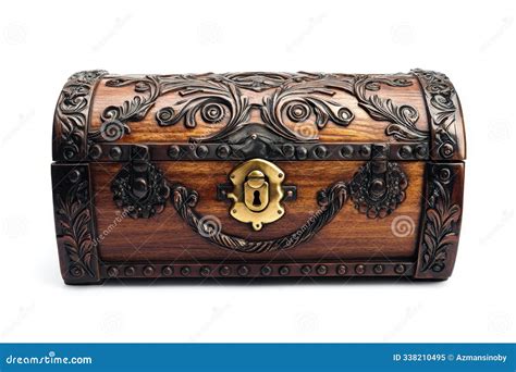 A Beautifully Carved Wooden Treasure Chest With Intricate Designs And A