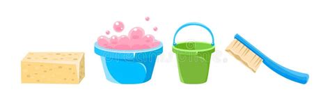 Home Cleaning Tools And Household Cleanup Object Vector Set Stock