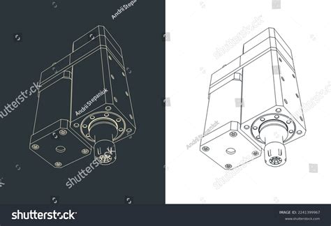 Stylized Vector Illustrations Sketches Cnc Router Stock Vector Royalty