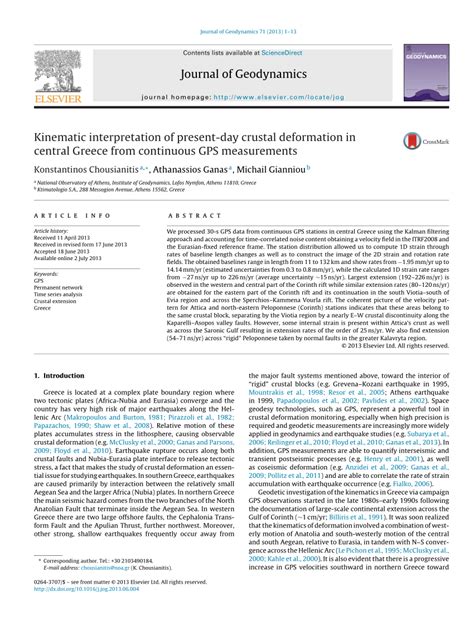 Pdf Kinematic Interpretation Of Present Day Crustal Deformation In