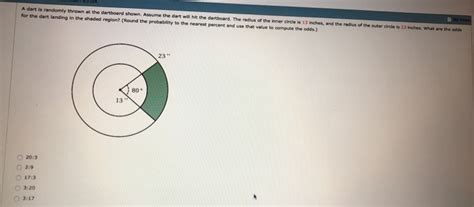solved a dart is randomly thrown at the dartboard shown