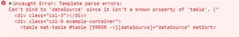 Angular Can T Bind To DataSource Since It Isn T A Known Property Of Table Stack Overflow