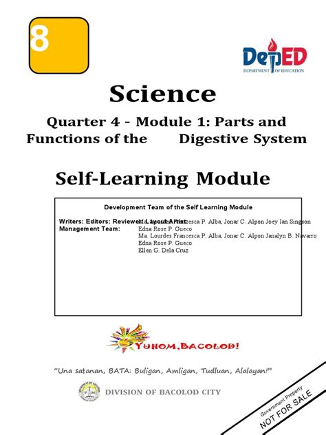 Grade 8 Q4 Module 1 The Digestive System 2nd Ed Pdf