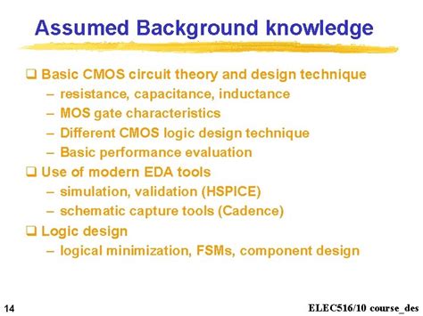 ELEC VLSI System Design And Design Automation ELEC VLSI System Design And Design Automation