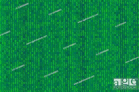 Abstract Green Technology Background Element Binary Computer Code