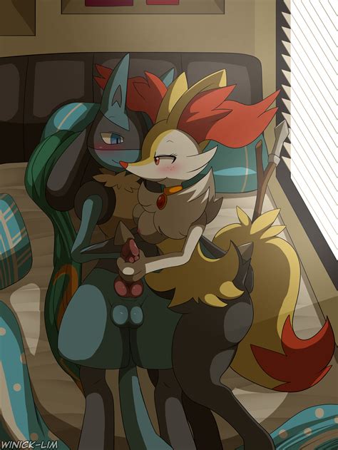 Rule 34 1boy 1girls Absurd Res Anthro Anthrofied Bed Braixen Breasts