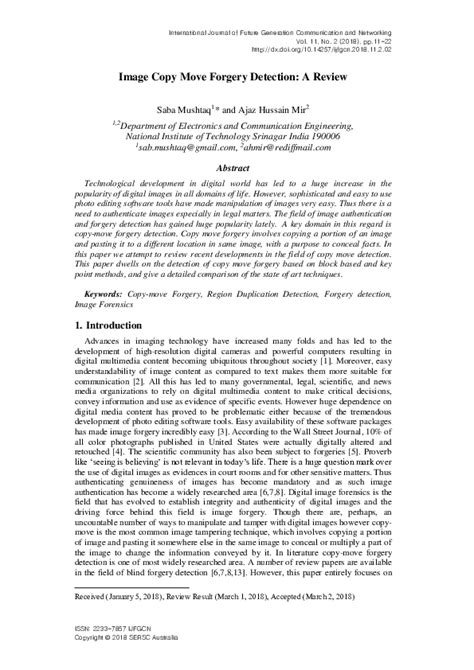 Pdf Image Copy Move Forgery Detection A Review