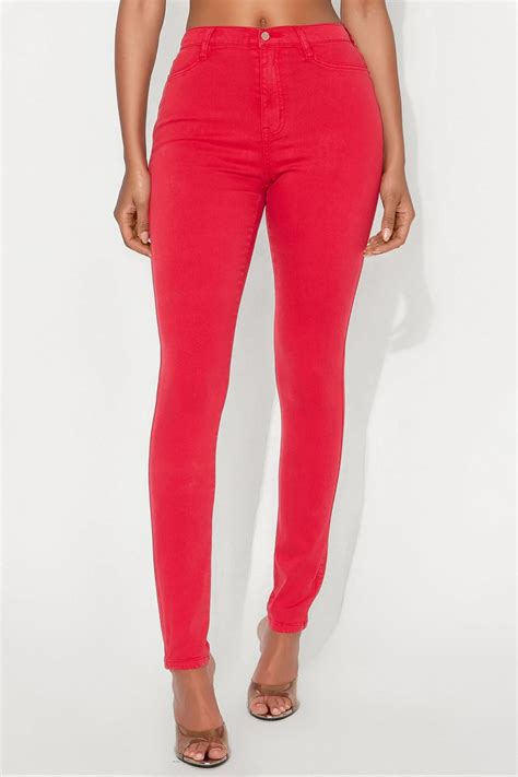 Tall Classic Color High Waist Skinny Jeans Red Fashion Nova