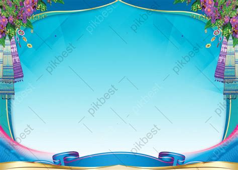 Background Beautiful Blue Flower Silk Modern Blend Frame Curve Ribbon