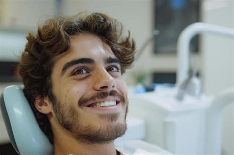 Man Smile With Braces Sitting On Dentist Chair Dimples Person Human
