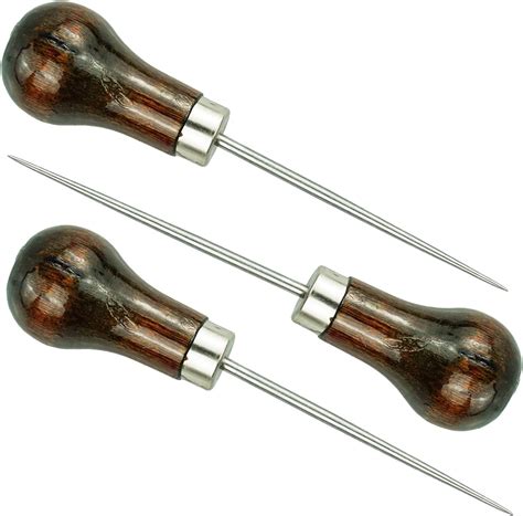 Szcxdkj 3pack Awl Gourd Shape Awl Tailors Awl Wood Handle Scratch Awl Sewing Awl Tool For