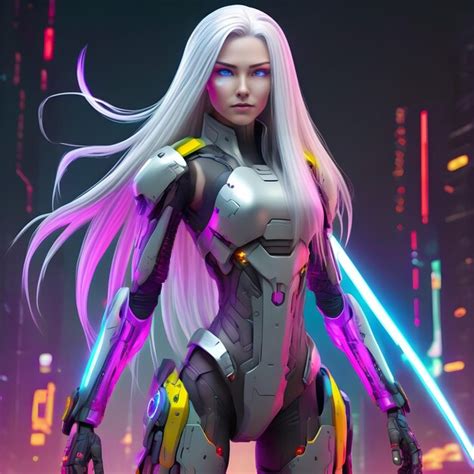 Premium Photo Cyberpunk Female Warrior