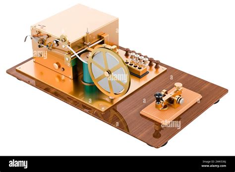 telegraph morse code telegraphy device 3d rendering isolated on white