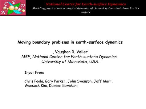 Ppt Moving Boundary Problems In Earth Surface Dynamics Vaughan R Voller Powerpoint