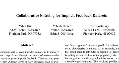 Collaborative Filtering For Implicit Feedback Datasets结论公式推导 知乎