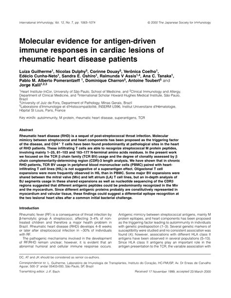 Molecular Evidence For Antigen Driven Immune Responses In Cardiac