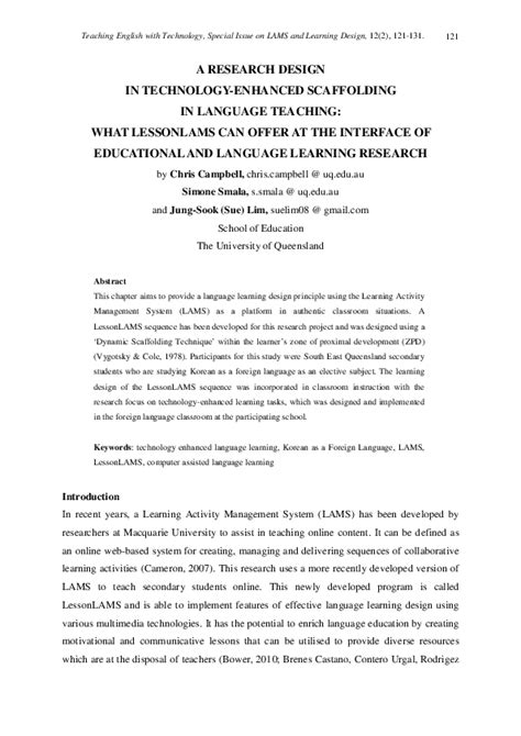 Pdf A Research Design In Technology Enhanced Scaffolding In Language