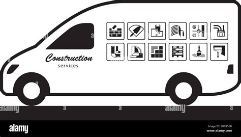 Construction Services Van Vector Illustration Stock Vector Image