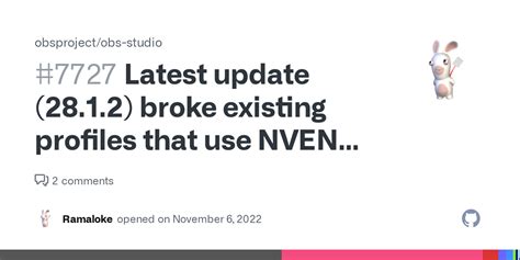 Latest Update 2812 Broke Existing Profiles That Use Nvenc Encoder
