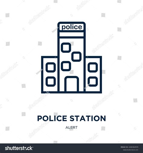 police station icon alert collection thin stock vector royalty free