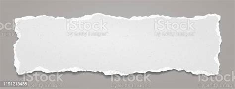 찢어진 부드러운 그림자와 흰색 사실적인 거친 수평 종이 스트립의 조각은 회색 배경에 벡터 일러스트레이션 0명에 대한 스톡 벡터