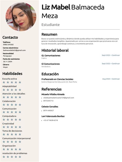 Perfil Profesional De Liz Balmaceda Pdf