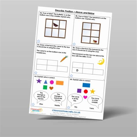 year 1 describe position above and below reasoning and problem solving