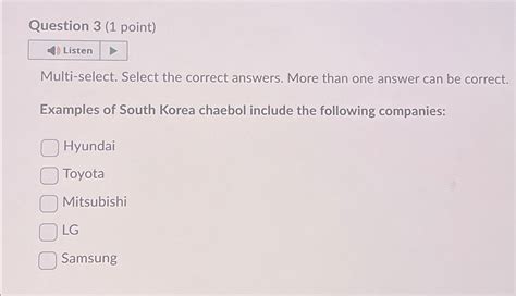Solved Question 3 1 ﻿pointmulti Select Select The Correct